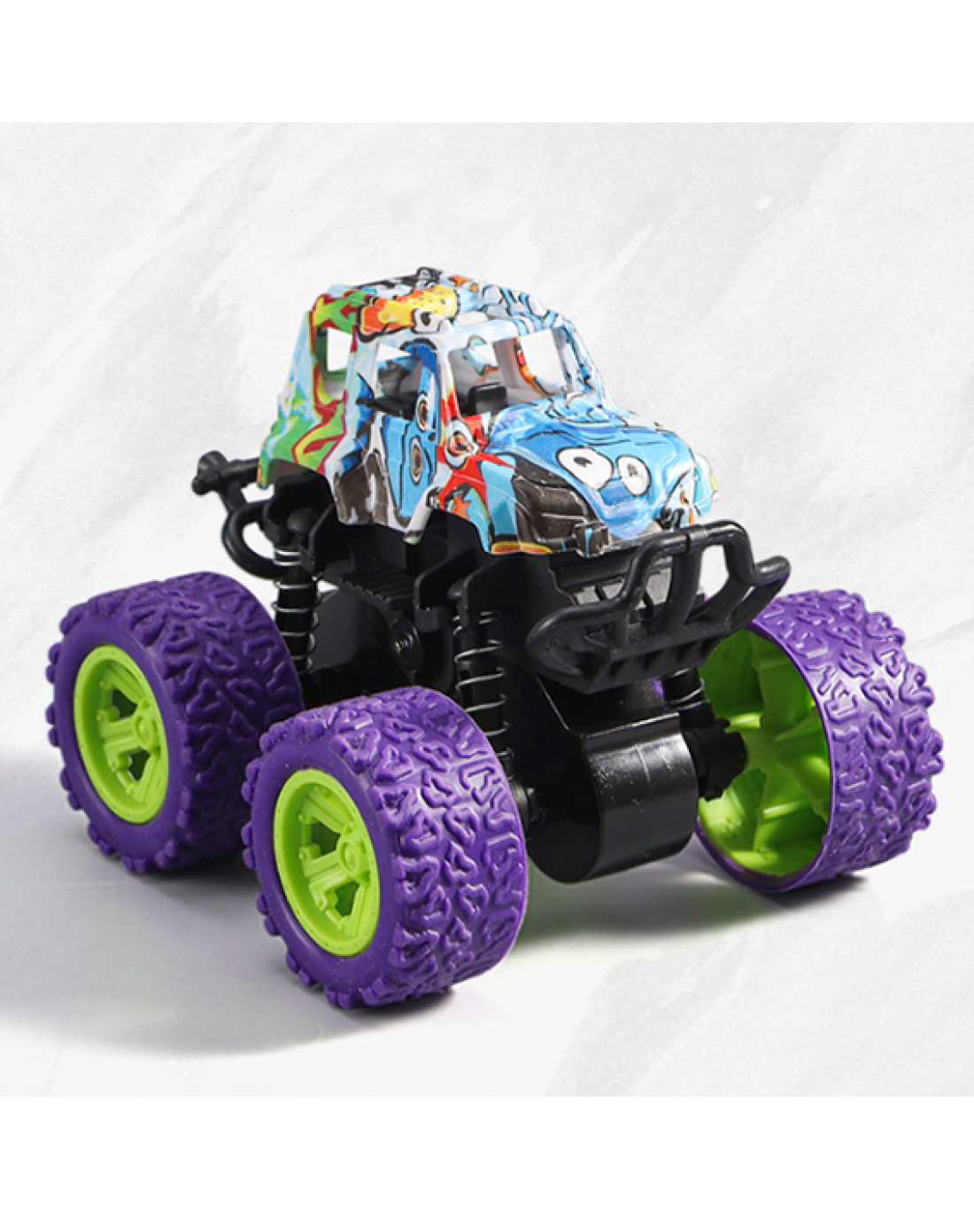 Pull Back Off Road Graffiti Monster Cars Vehicles Toy - Purple