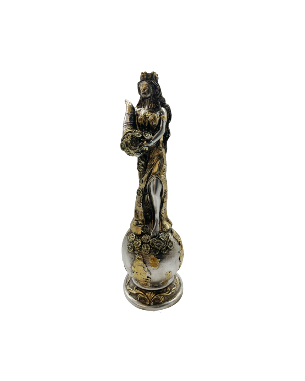 Resin Desktop Plutus Greek God of Wealth Statue Round Base