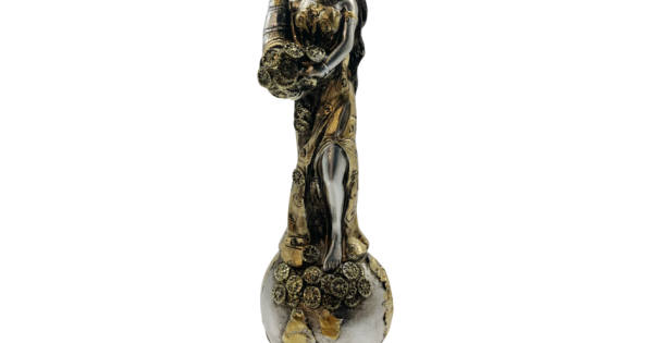 Resin Desktop Plutus Greek God of Wealth Statue Round Base