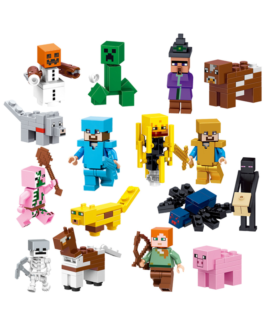 Minecraft Building Blocks Action Figures Set of 16